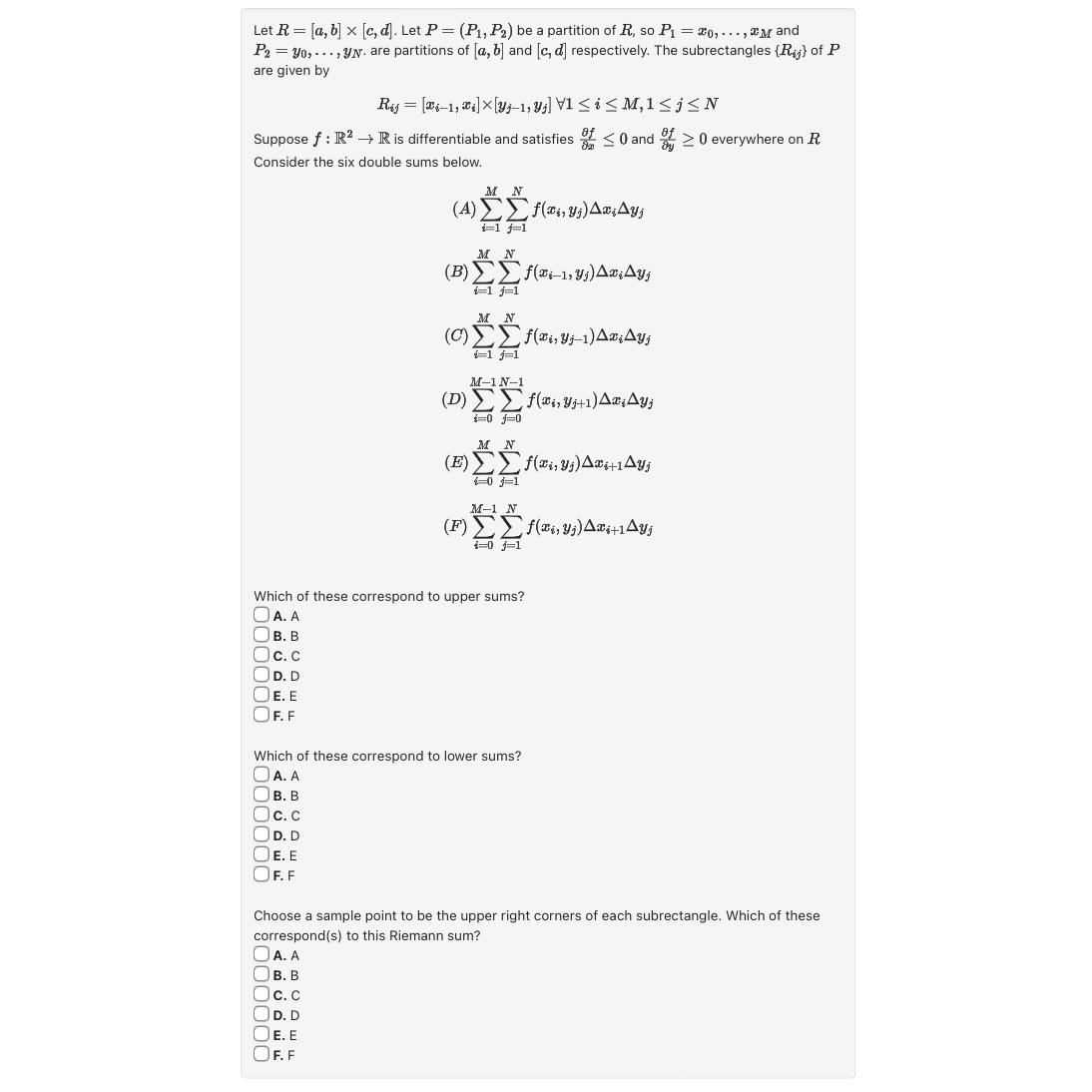 Solved Let R=[a,b]×[c,d]. ﻿Let P=(P1,P2) ﻿be a partition of | Chegg.com