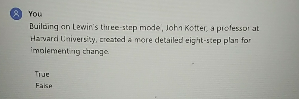 Solved (8) ﻿YouBuilding on Lewin's three-step model, John | Chegg.com