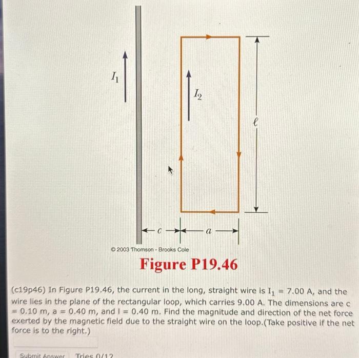 Solved rigure r 19.40 (c19p46) In Figure P19.46, the current | Chegg.com