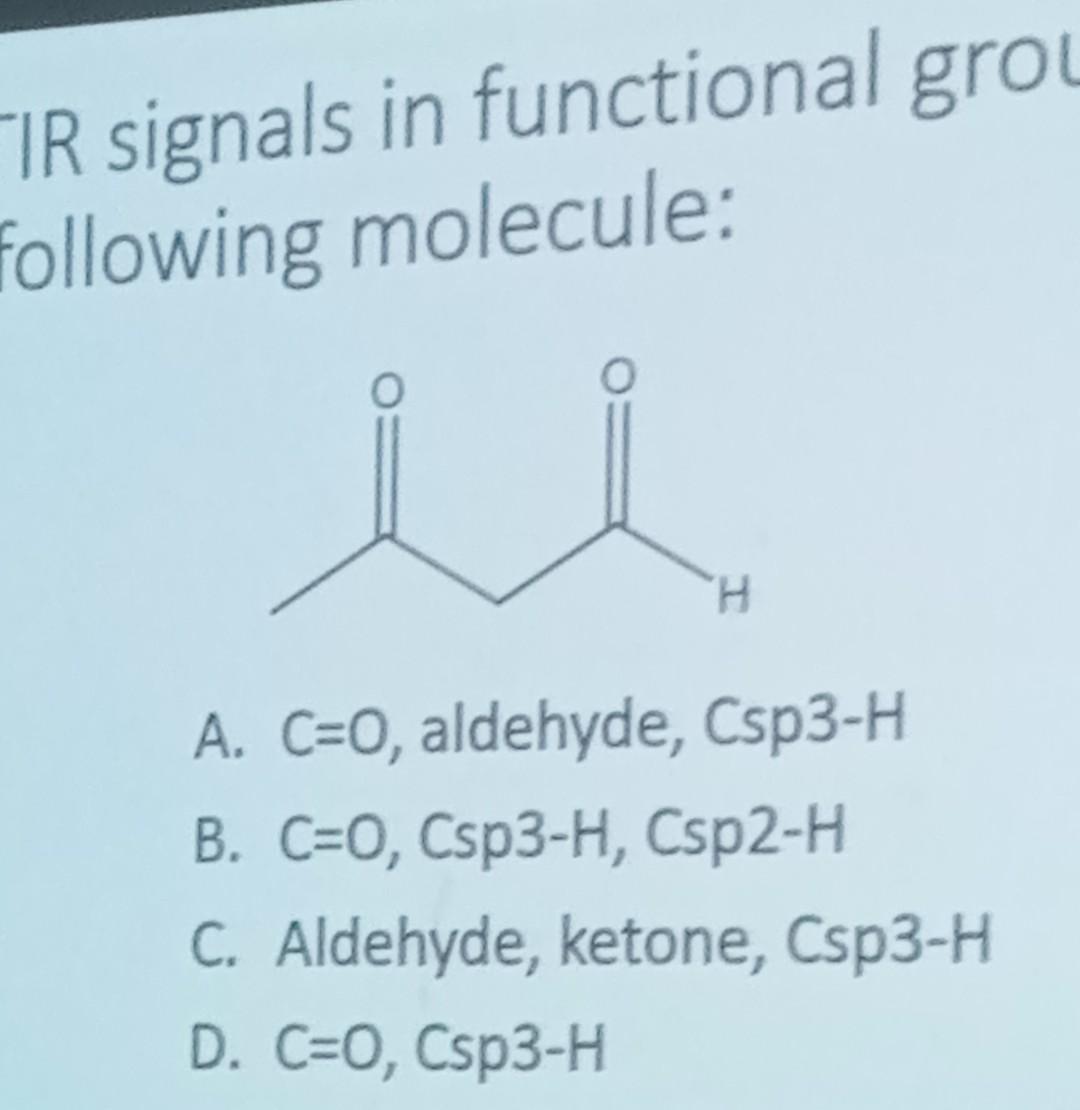 Solved IR signals in functional grou following molecule: i Н | Chegg.com