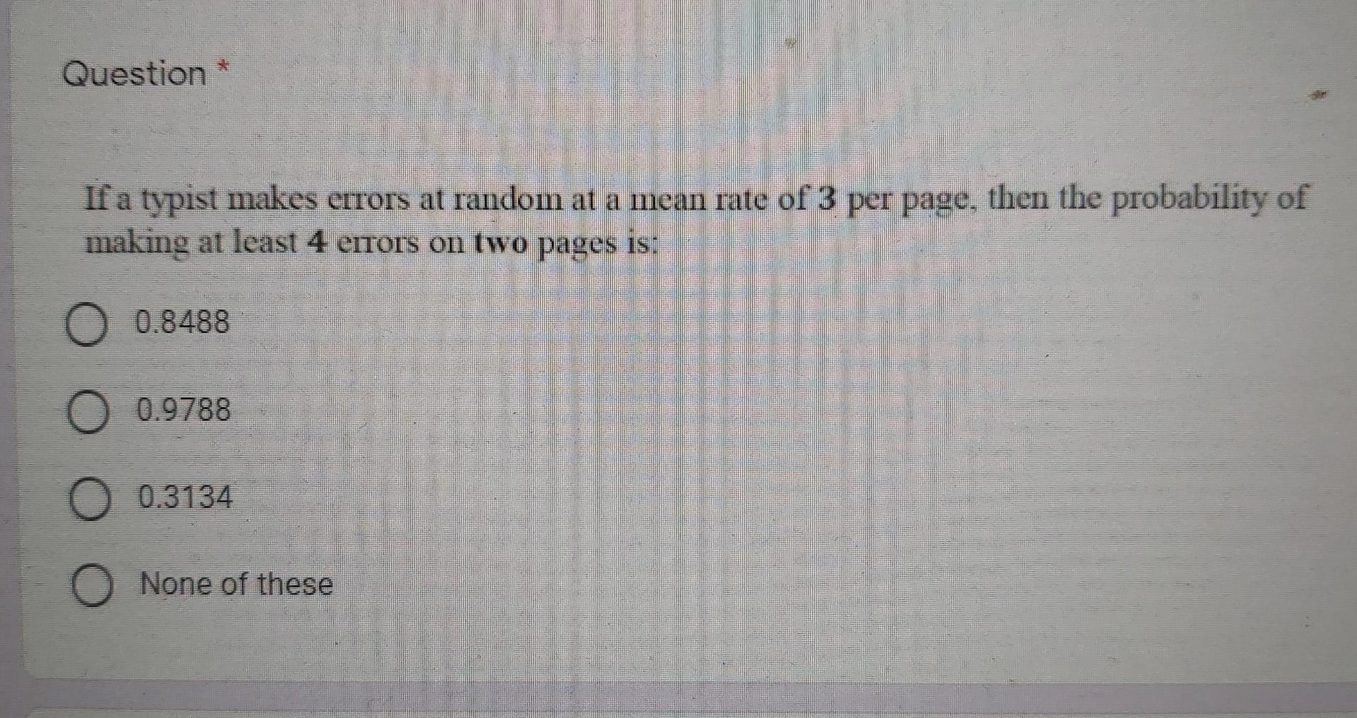 Solved Question If a typist makes citors at random at a mean | Chegg.com