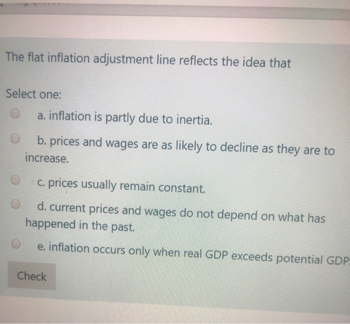 Solved The flat inflation adjustment line reflects the idea | Chegg.com