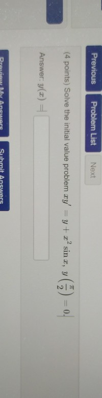 Solved Previous Problem List Next (4 points) Solve the | Chegg.com