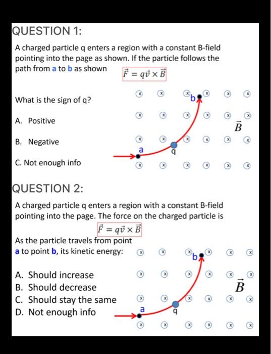 Solved QUESTION 1: A charged particle q enters a region with | Chegg.com