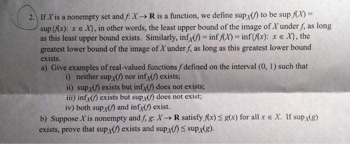Solved 2. If X is a nonempty set and f: X R is a function, | Chegg.com