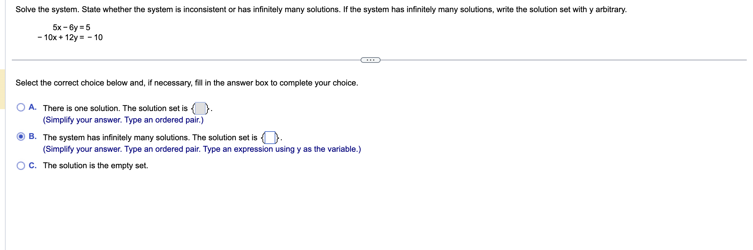 Solved Solve the system. State whether the system is | Chegg.com