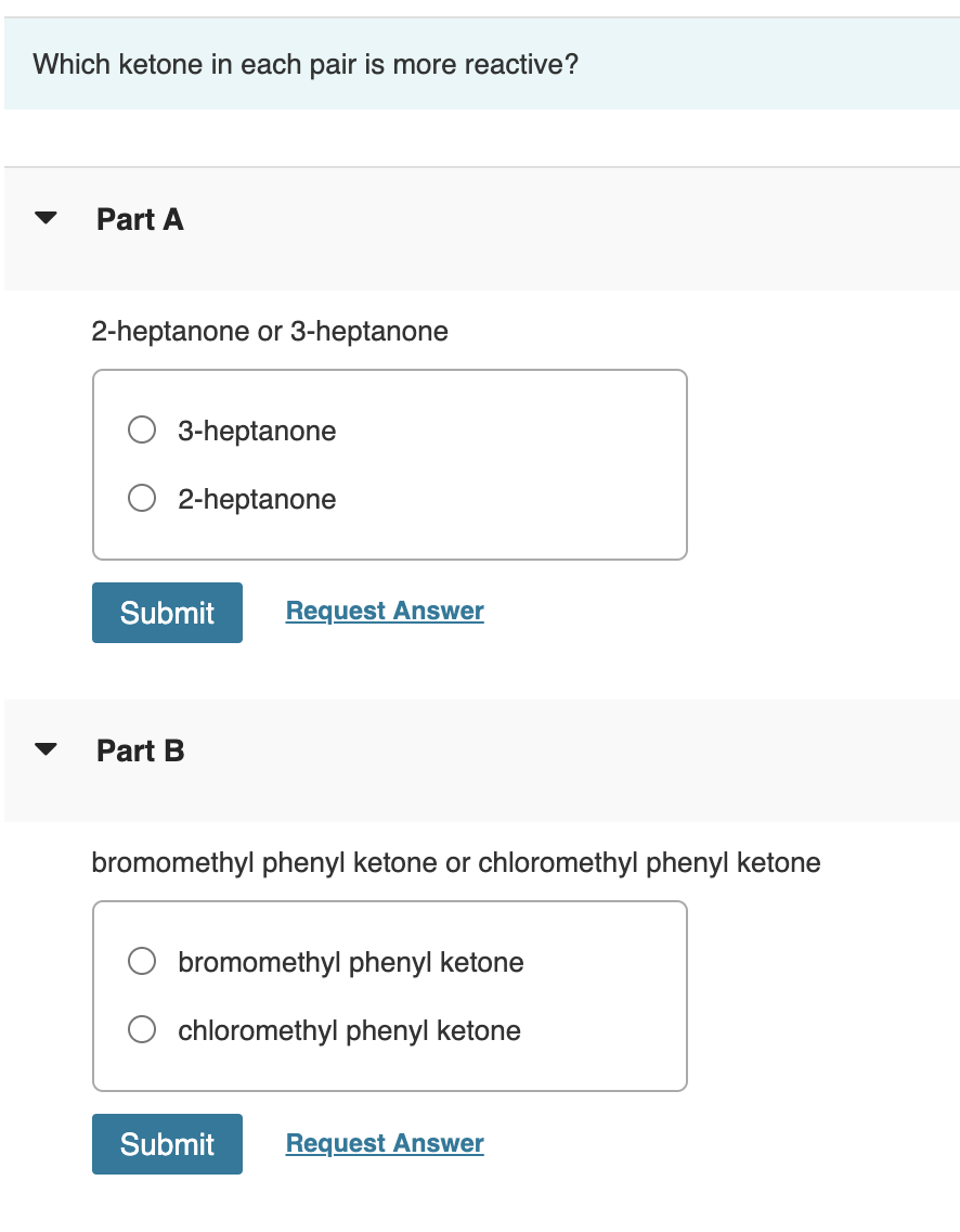 Solved Which ketone in each pair is more reactive?Part | Chegg.com