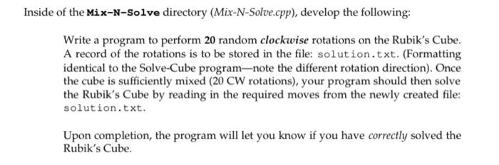 Solved side of the Mix-N-Solve directory (Mix-N-Solve.cpp), | Chegg.com