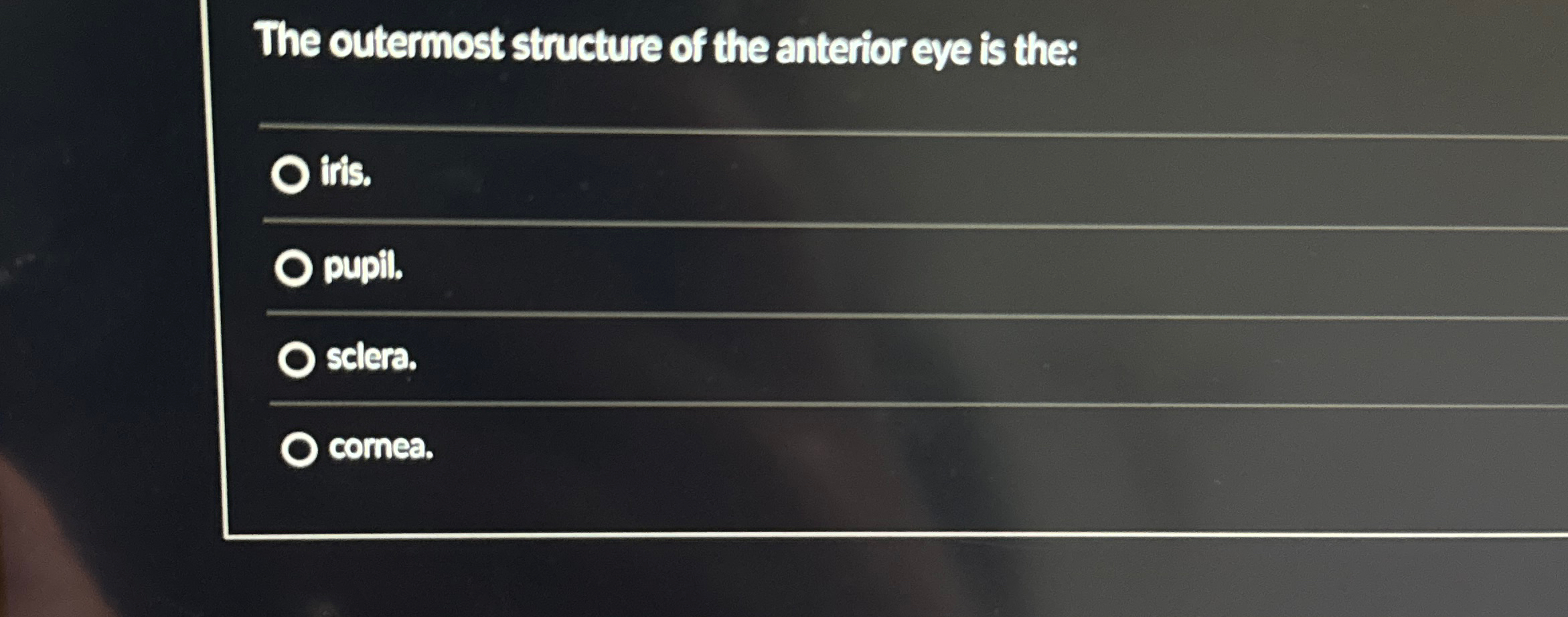 Solved The outermost structure of the anterior eye is | Chegg.com