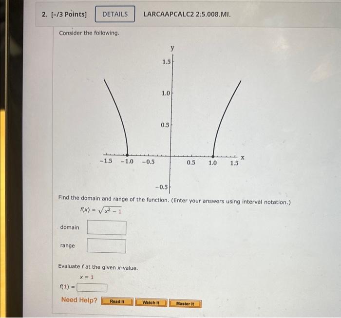 Solved Consider the following. Find the domain and range of | Chegg.com