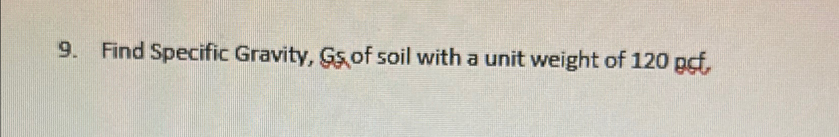 Solved Find Specific Gravity, Gs of soil with a unit weight | Chegg.com
