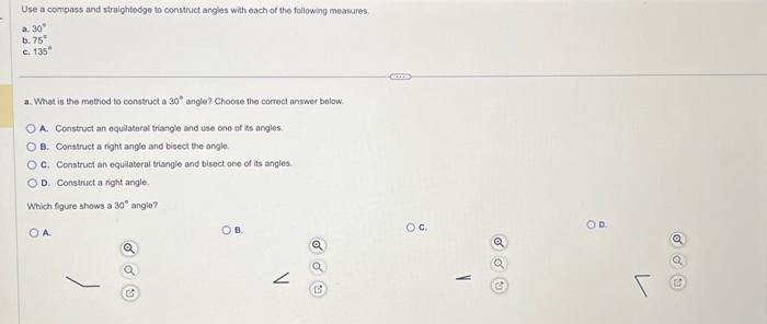 Solved Use a compass and straightedge to construct angles | Chegg.com
