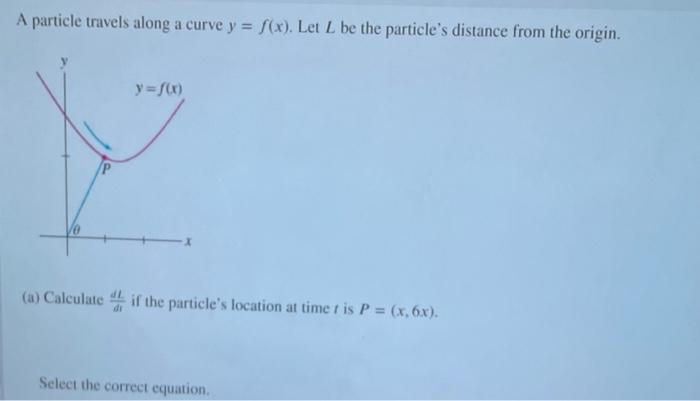 Solved A particle travels along a curve y=f(x). Let L be the | Chegg.com