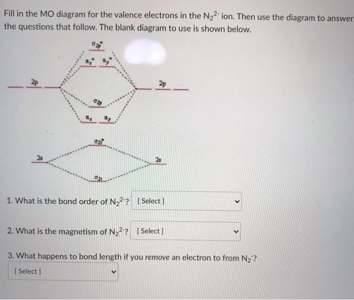 Solved Fill in the MO diagram for the valence electrons in | Chegg.com