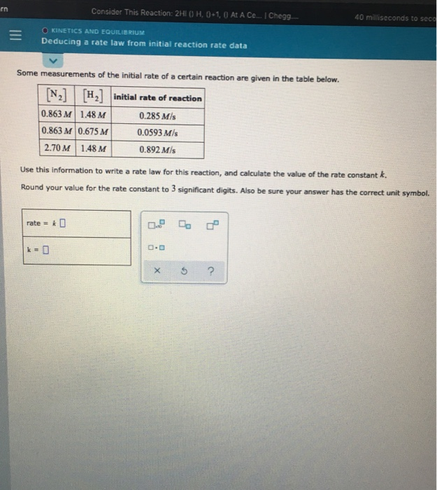 Solved Consider This Reaction: 2H1 () H, 0+1, 0 At A Ce... | | Chegg.com