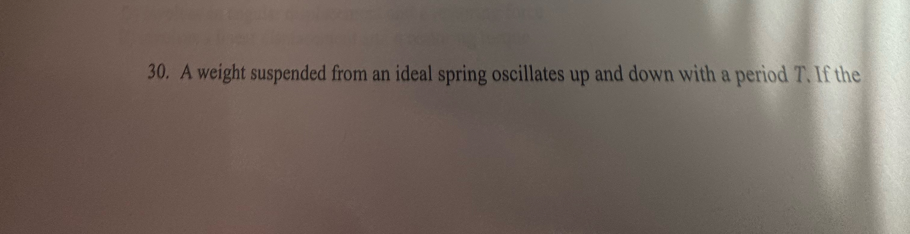 Solved A weight suspended from an ideal spring oscillates up | Chegg.com