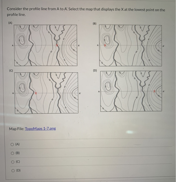 Solved Consider the profile line from A to A. Select the map | Chegg.com