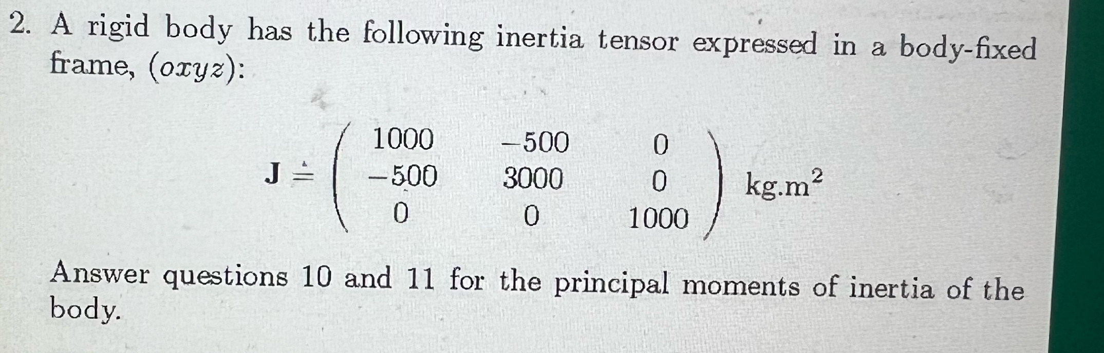 Q.10 ﻿The smallest principal moment of inertia in | Chegg.com