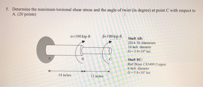 Solved 5. Determine the maximum torsional shear stress and | Chegg.com