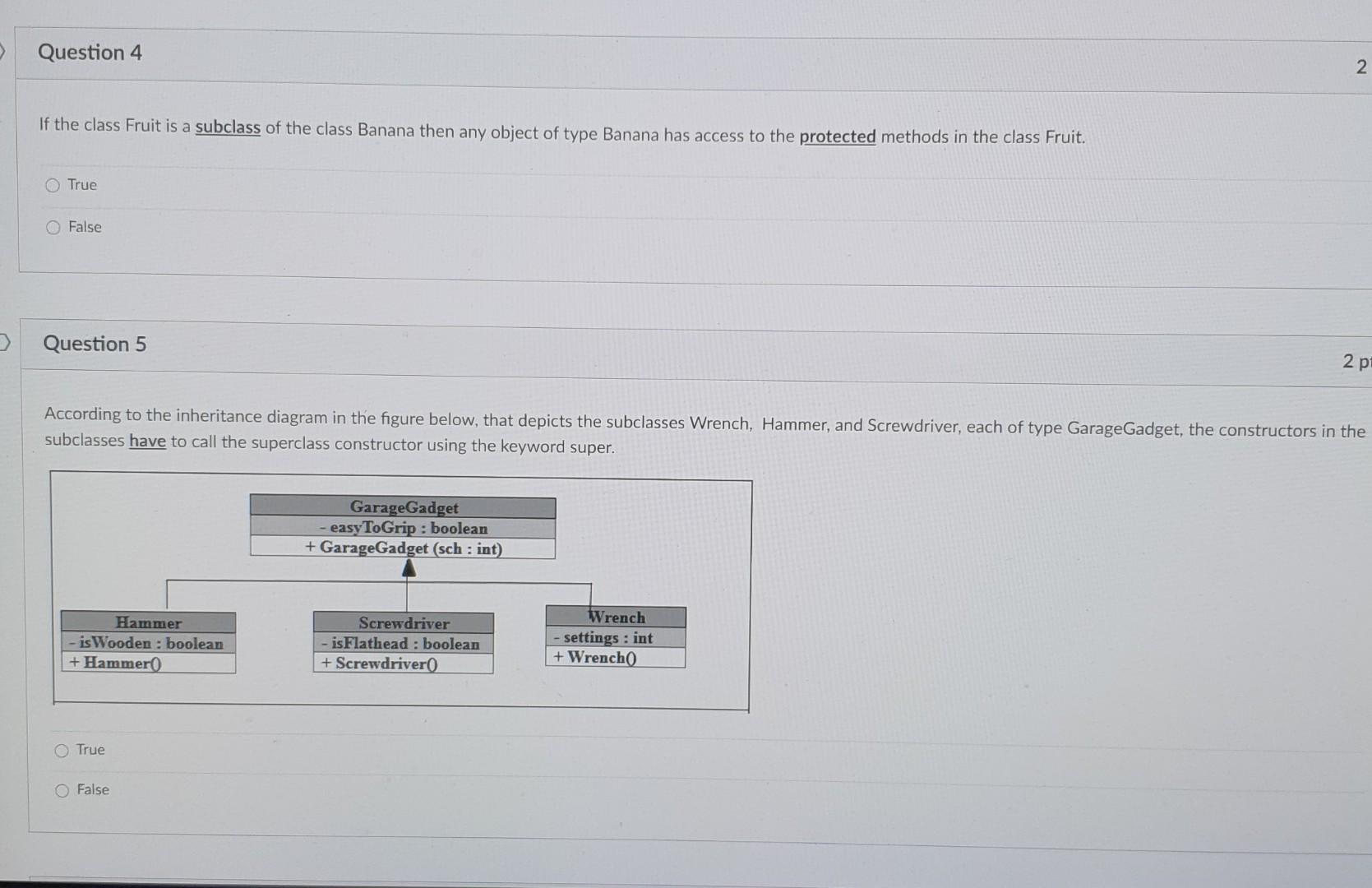 Solved Question 4 2 If the class Fruit is a subclass of the | Chegg.com