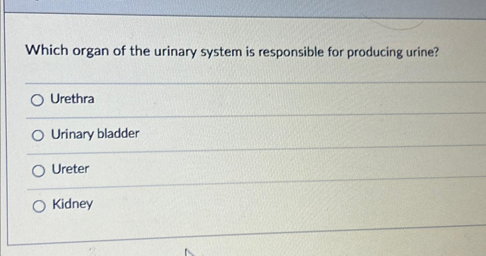 Solved Which organ of the urinary system is responsible for | Chegg.com
