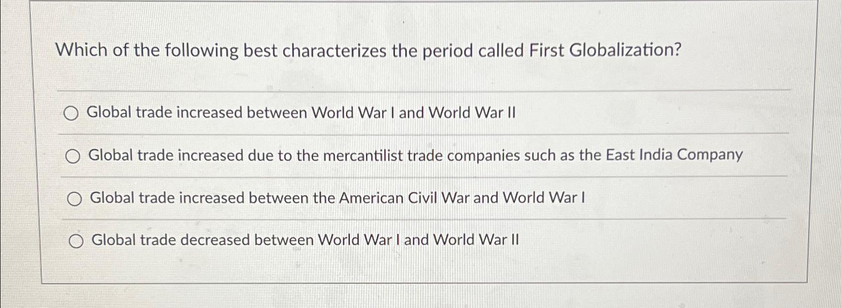 Solved Which of the following best characterizes the period | Chegg.com