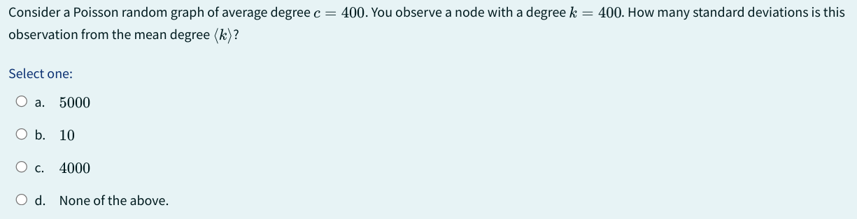 Solved Consider a Poisson random graph of average degree | Chegg.com