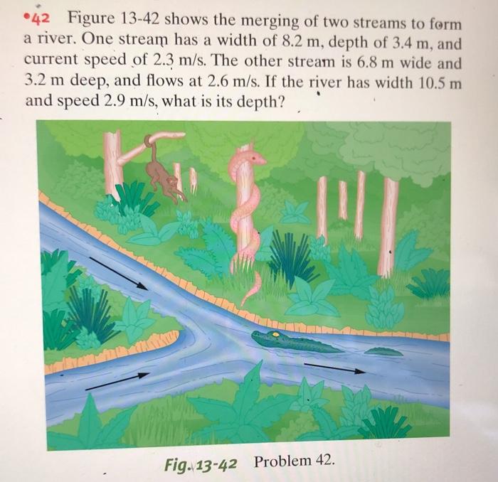 Solved •42 Figure 13-42 shows the merging of two streams to | Chegg.com