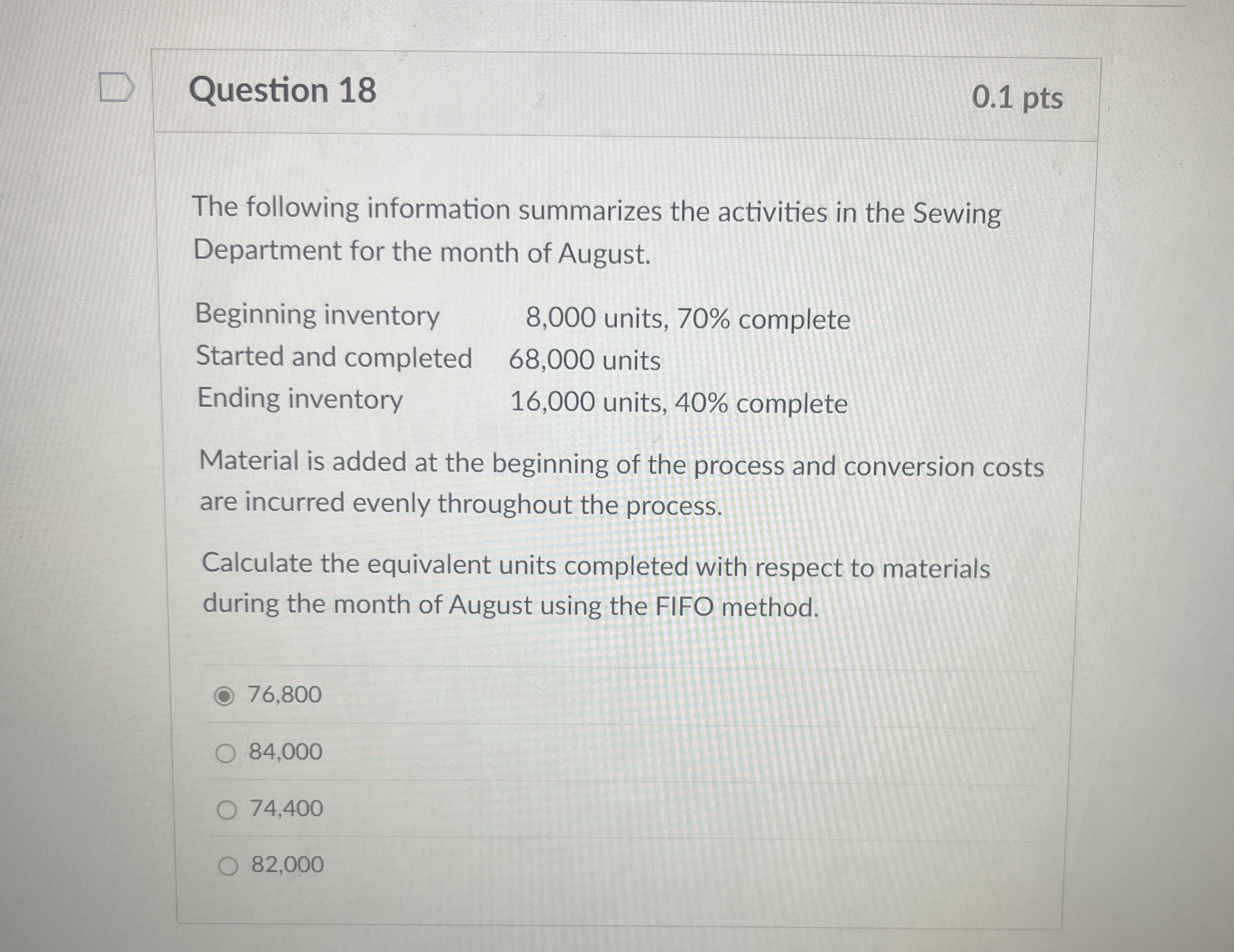 Solved Question 180.1 ﻿ptsThe following information | Chegg.com