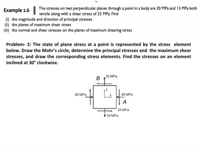 Solved Example 2.6 | The stresses on two perpendicular | Chegg.com