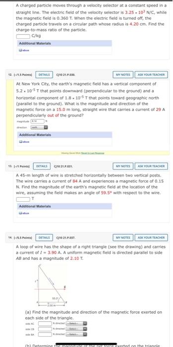 Solved A charged particle moves through a velocity selector | Chegg.com