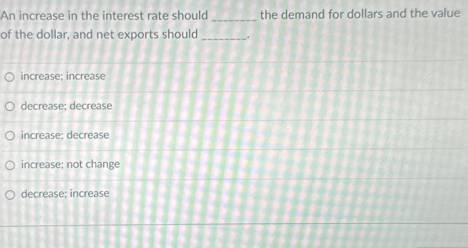 Solved An increase in the interest rate should the demand | Chegg.com