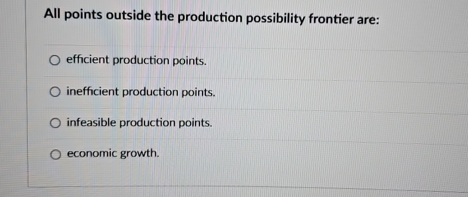 Solved All points outside the production possibility | Chegg.com