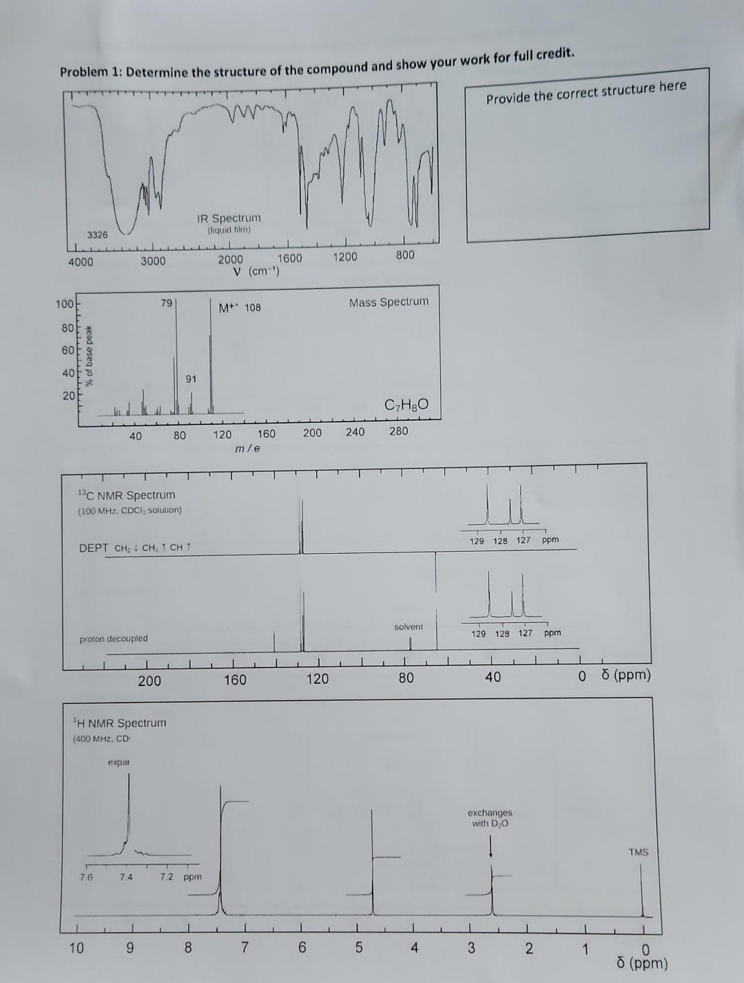 Solved Problem 1 Determine The Structure Of The Compound