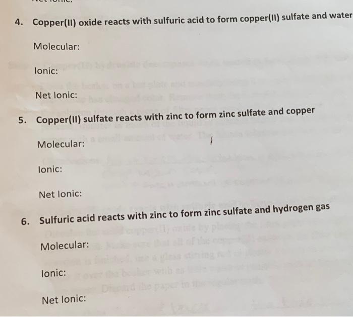 Solved 4. Copper(ll) oxide reacts with sulfuric acid to form | Chegg.com