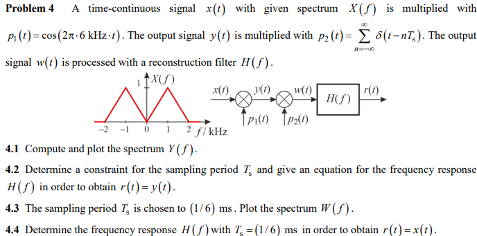 Solved Problem 4 ﻿A time-continuous signal x(t) ﻿with given | Chegg.com