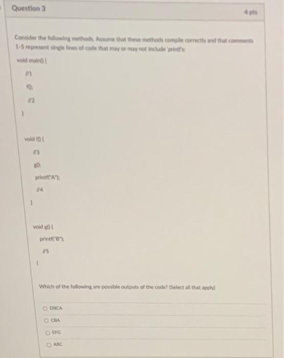 Solved Consider the following methodh. Asume that these | Chegg.com