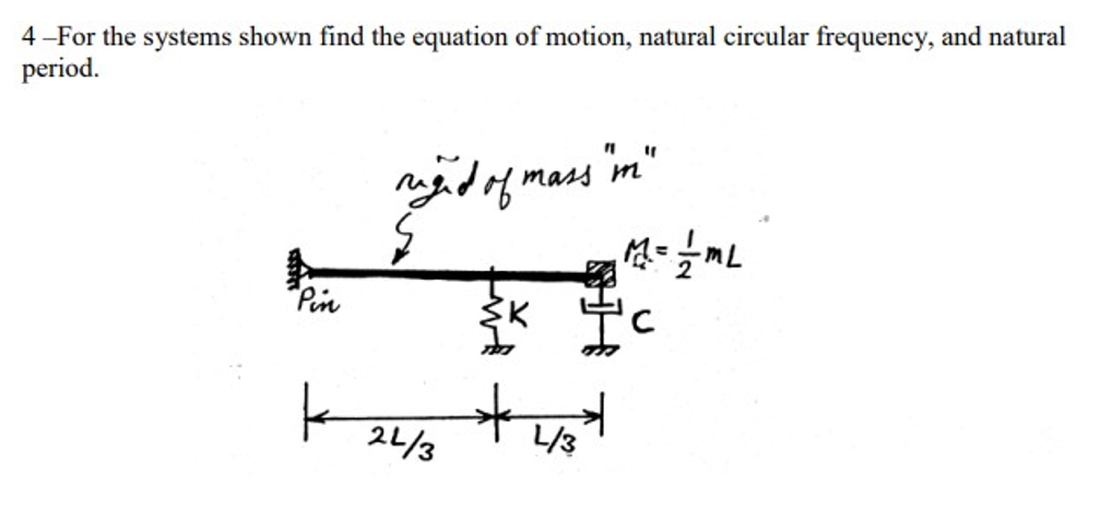 Solved 4 -For the system shown find the equation of motion, | Chegg.com