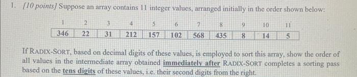 Solved [10 points] Suppose an array contains 11 integer | Chegg.com