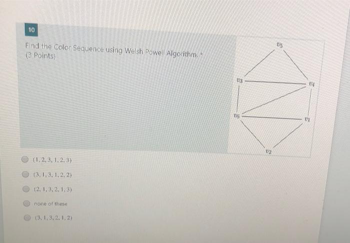 Solved 10 15 Find the Color Sequence using Welsh Powell | Chegg.com