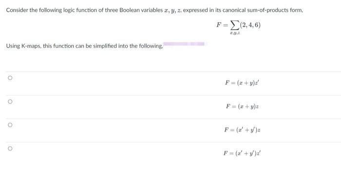 Solved Consider the following logic function of three | Chegg.com