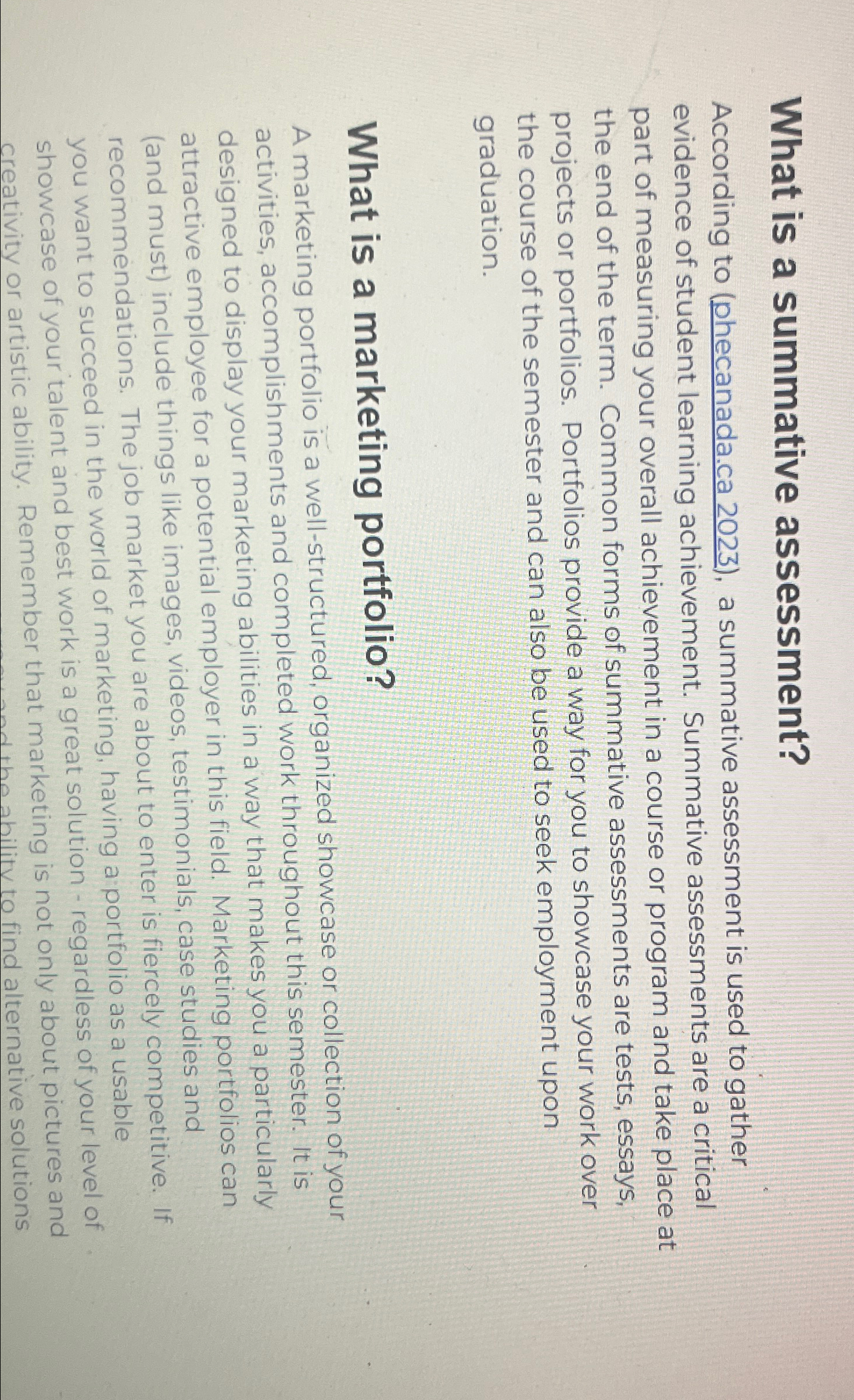 Solved What is a summative assessment?According to | Chegg.com