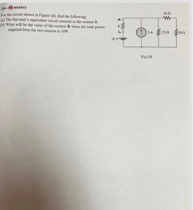 Solved Q4. (\$े marks): For the circuit shown in Figure Q4, | Chegg.com