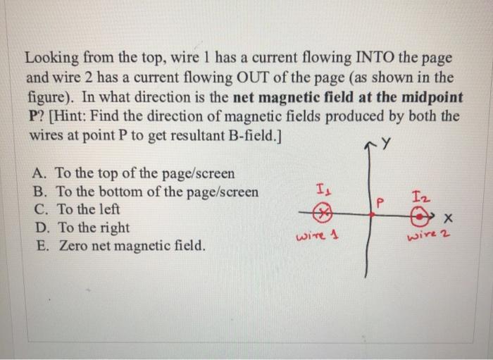 Solved A long-straight wire carries a current as shown in | Chegg.com