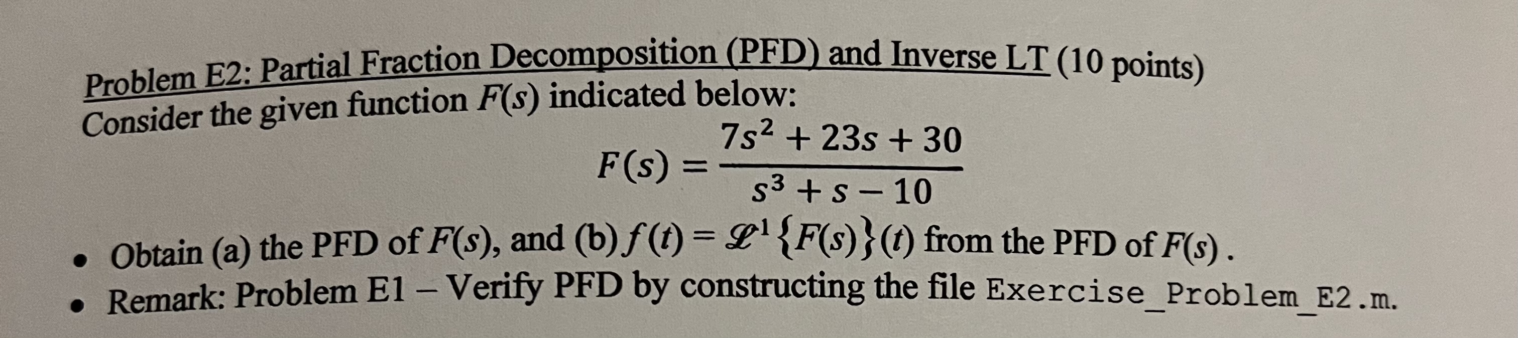 Solved Problem E2: Partial Fraction Decomposition (PFD) ﻿and | Chegg.com