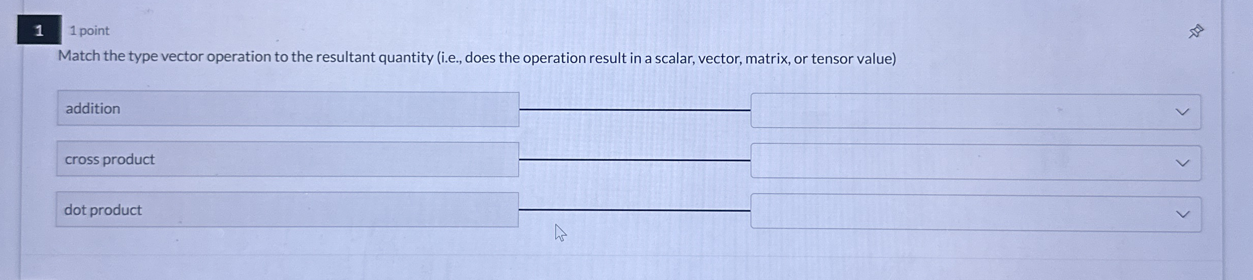 Solved 11 ﻿pointMatch the type vector operation to the | Chegg.com
