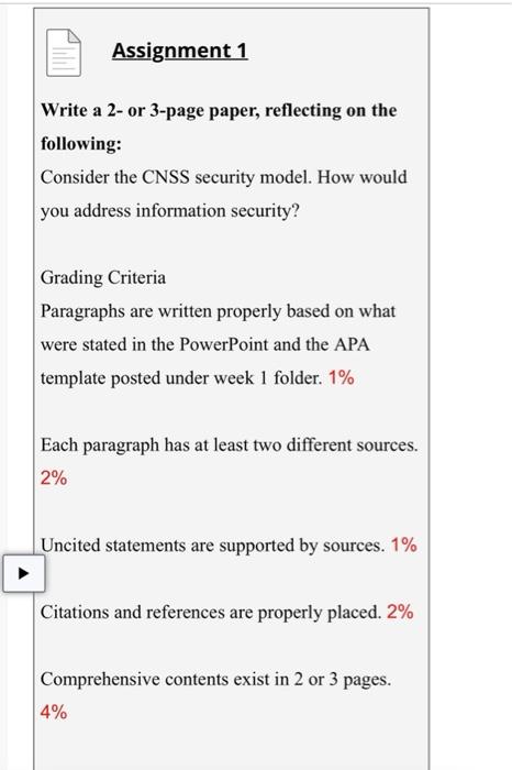Solved Assignment 1 Write a 2- or 3-page paper, reflecting | Chegg.com