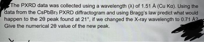 Solved The PXRD data was collected using a wavelength (λ) of | Chegg.com
