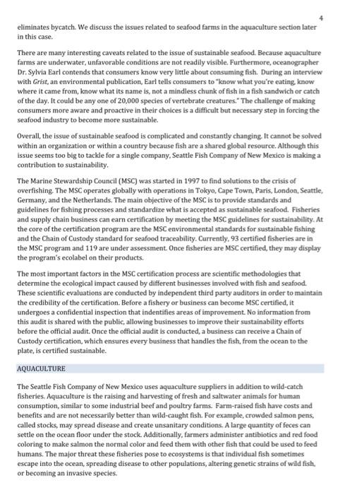 Solved Seattle Fish Company of New Mexico: A Commitment to | Chegg.com