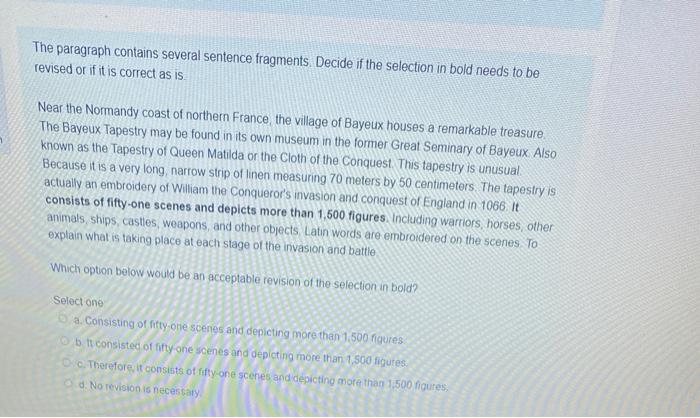 Solved The paragraph contains several sentence fragments | Chegg.com